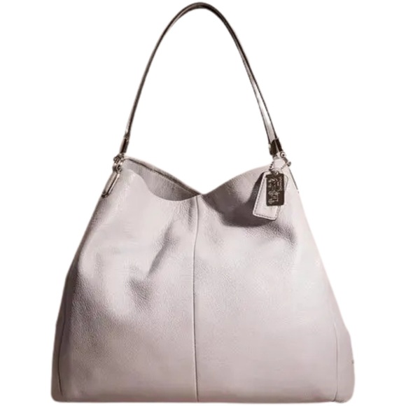 Coach | Bags | Coach Madison Phoebe Winter White Pebbled Leather ...
